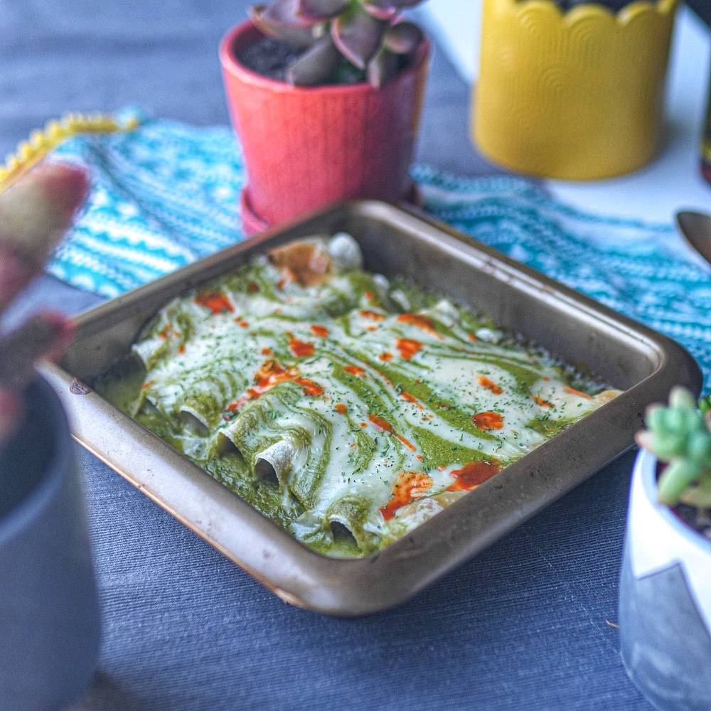 Turnip Vegan's Poblano Pepper Pink Oyster Mushroom Enchiladas Recipe ...