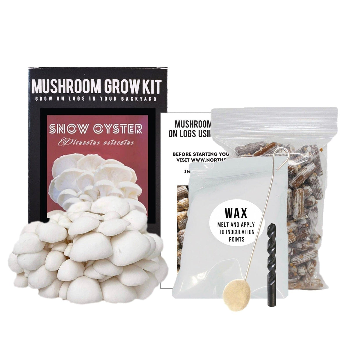 Organic Snow Oyster Mushroom Outdoor Log Growing Kit – North Spore